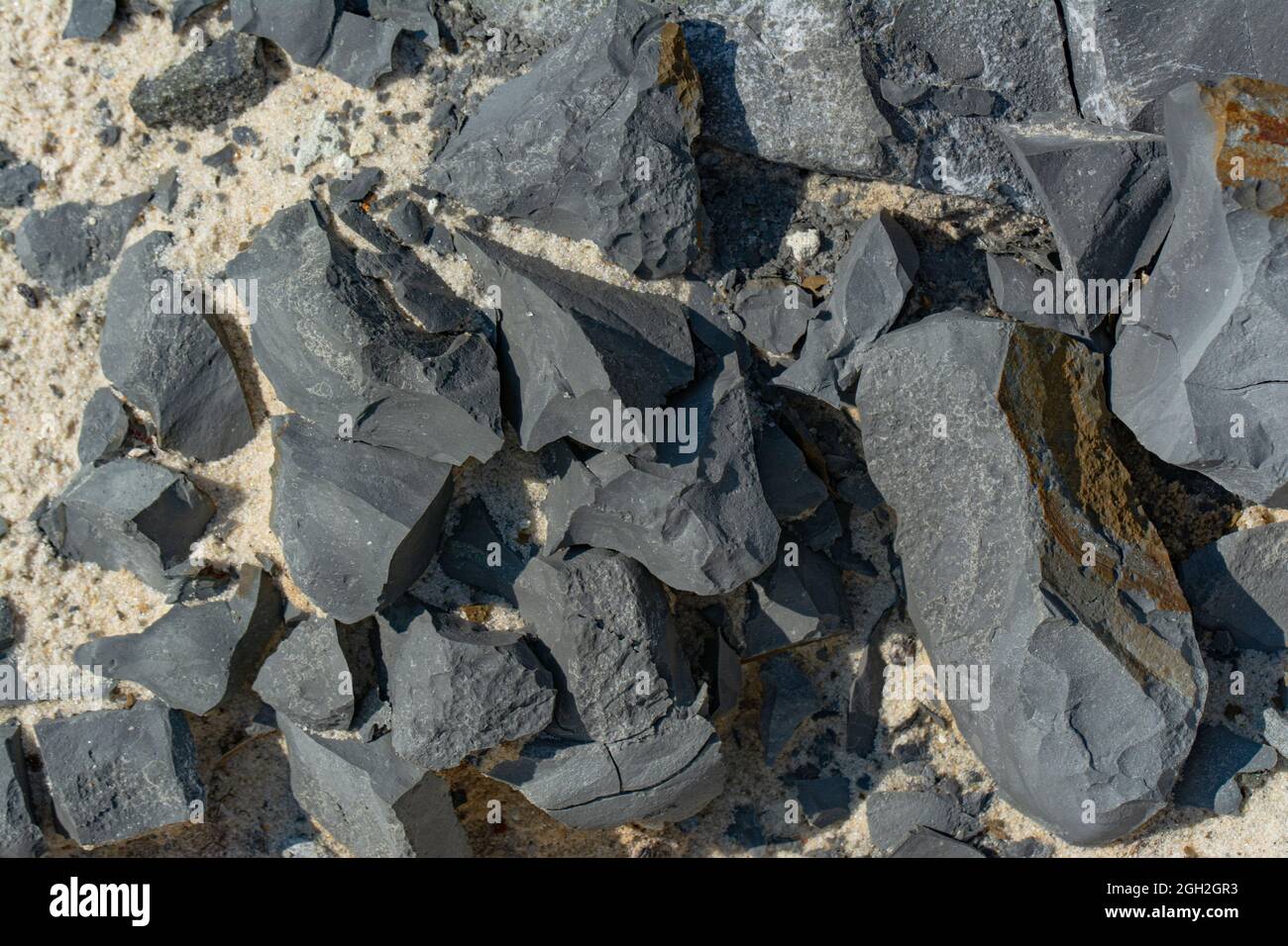 Debris of broken concrete cement rubble with a large and small debris ...