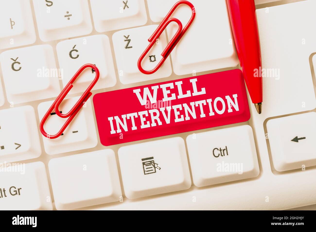 Sign displaying Well Intervention. Conceptual photo work carried out on ...