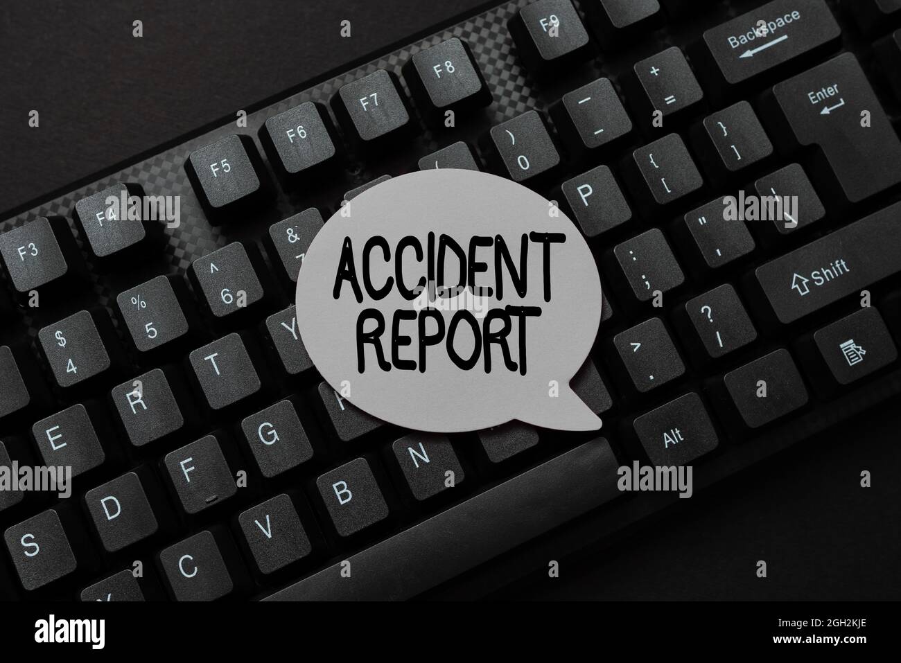 Conceptual caption Accident Report. Business showcase formal recording ...