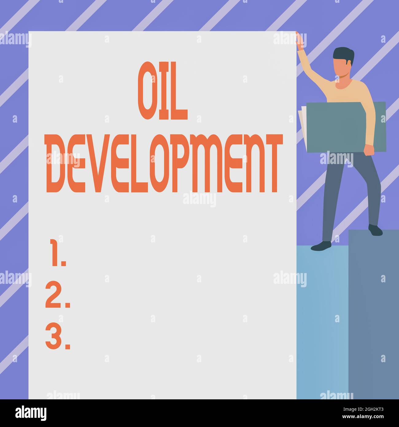 Text caption presenting Oil Development. Conceptual photo act or ...