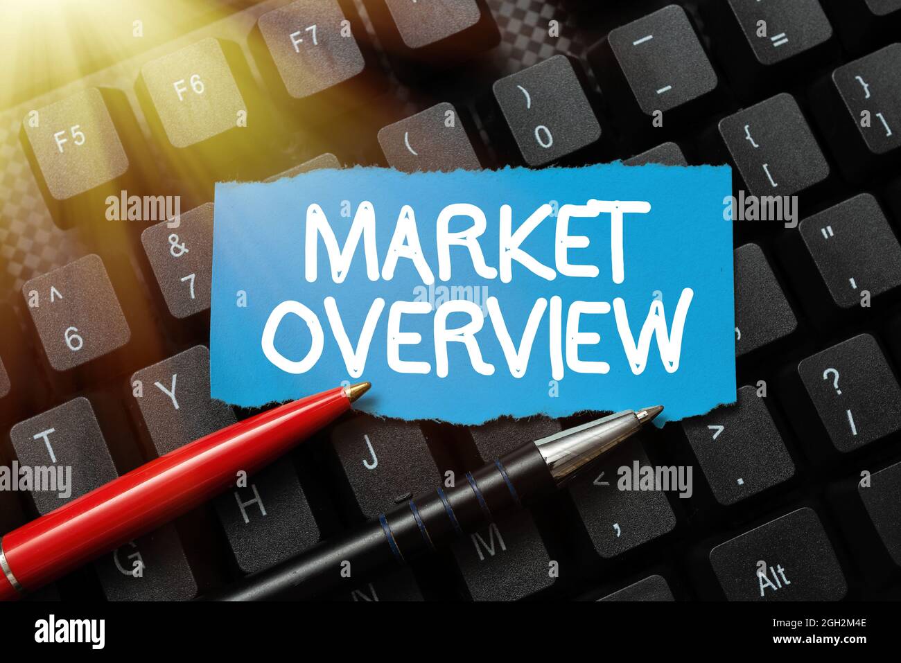Hand writing sign Market Overview. Business idea brief synopsis of a ...