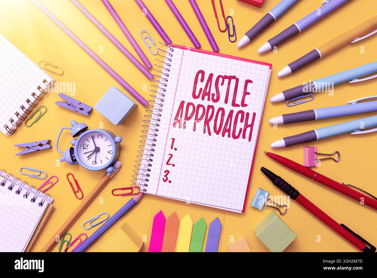 Text sign showing Castle Approach. Concept meaning Fortified place built by nobles Home for ...