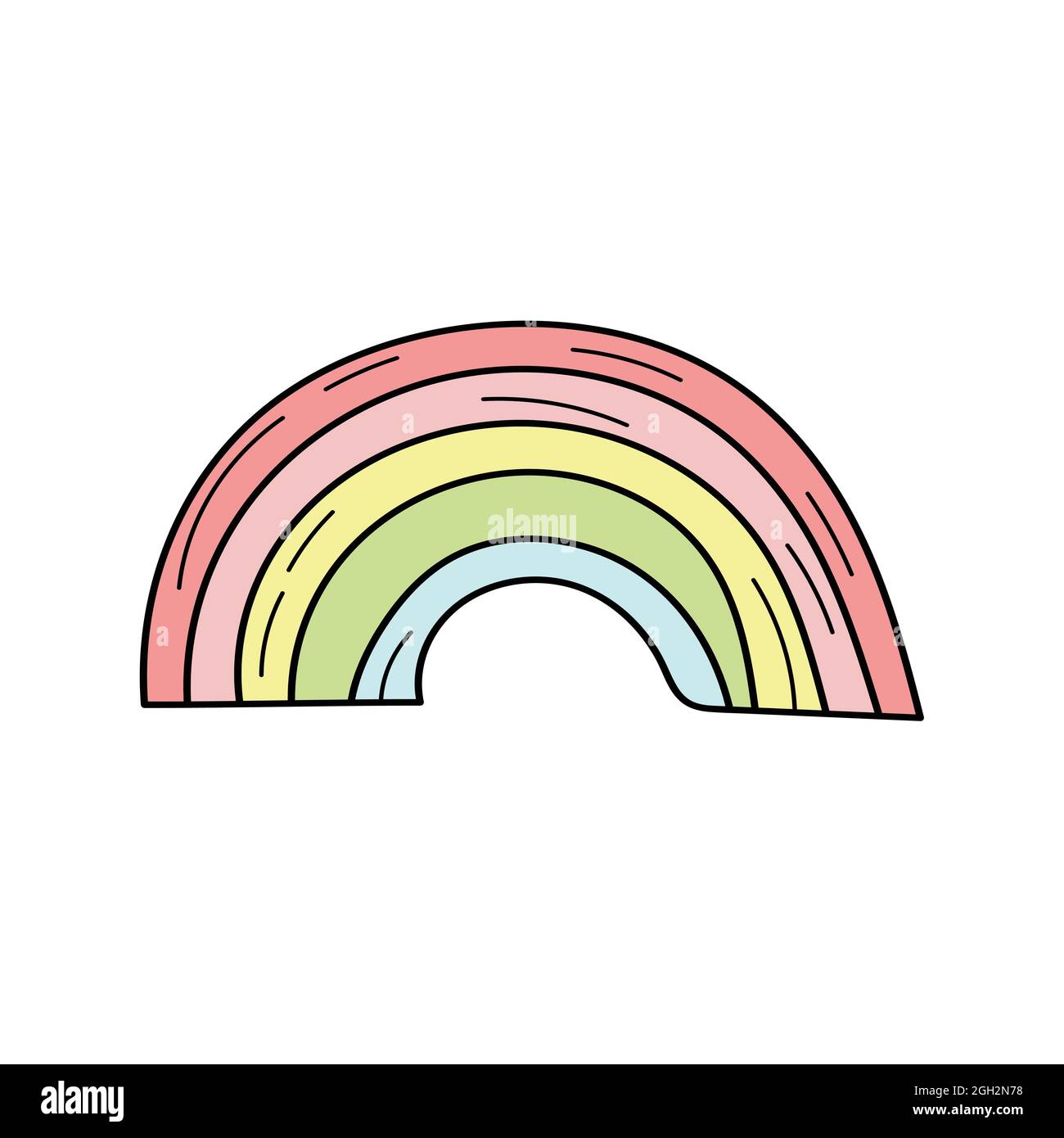 Simple Rainbow Doodle icon. Simple hand drawn rainbow icon on white ...