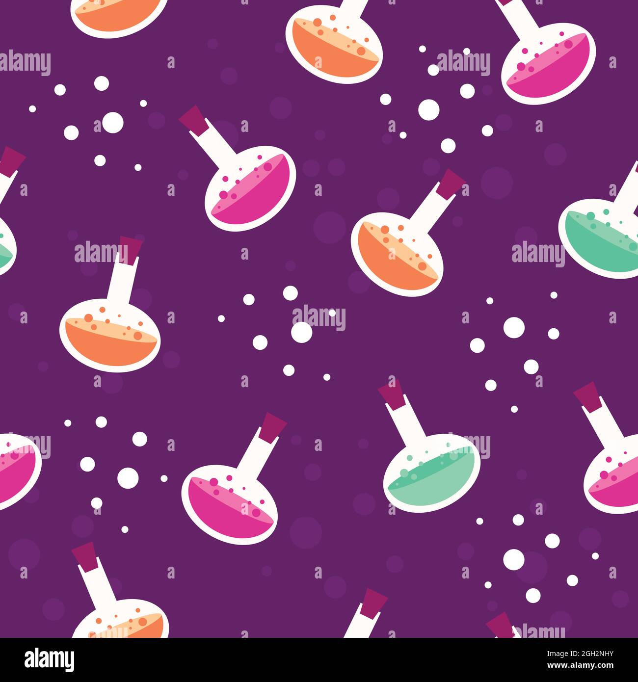 Bottles with poison on a purple background. Cartoon seamless pattern ...