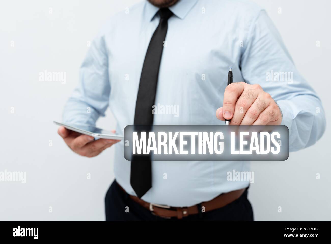 Text sign showing Marketing Leads. Concept meaning person who shows ...