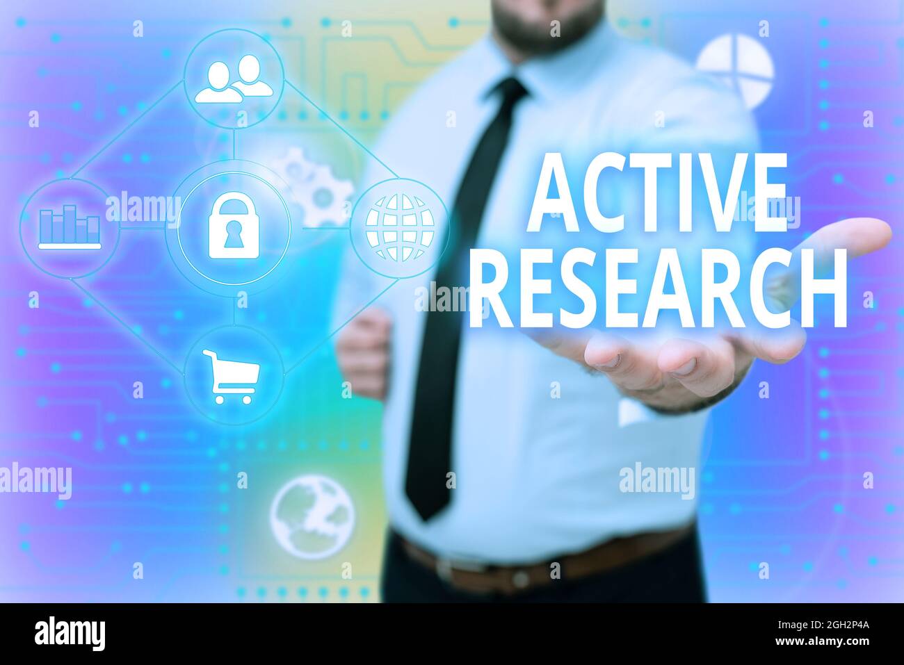 Writing displaying text Active Research. Concept meaning Simultaneous ...