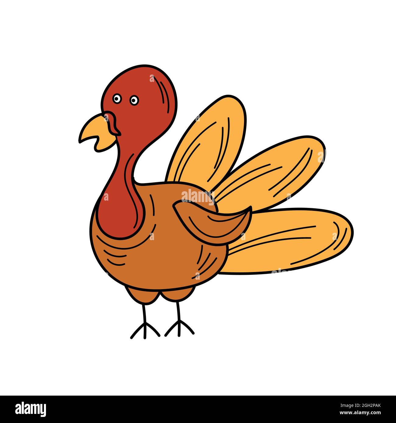 Hand drawn doodle cute Turkey icon. Vector illustration isolated autumn ...
