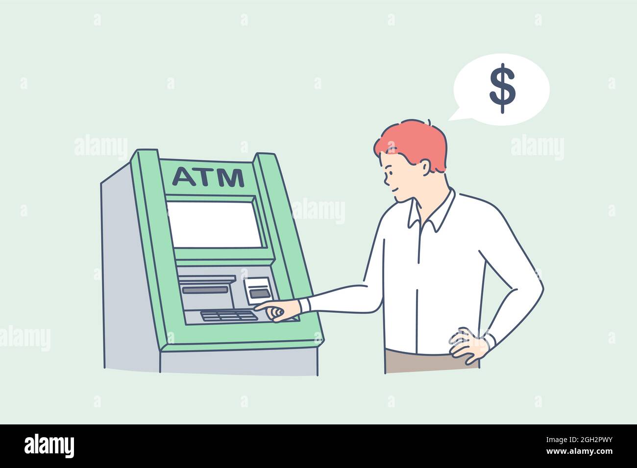 Withdrawing cash machine Stock Vector Images - Alamy