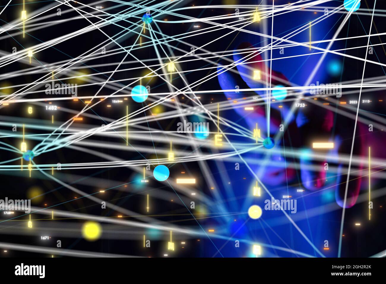 Illustration of dots connected by lines Stock Photo - Alamy