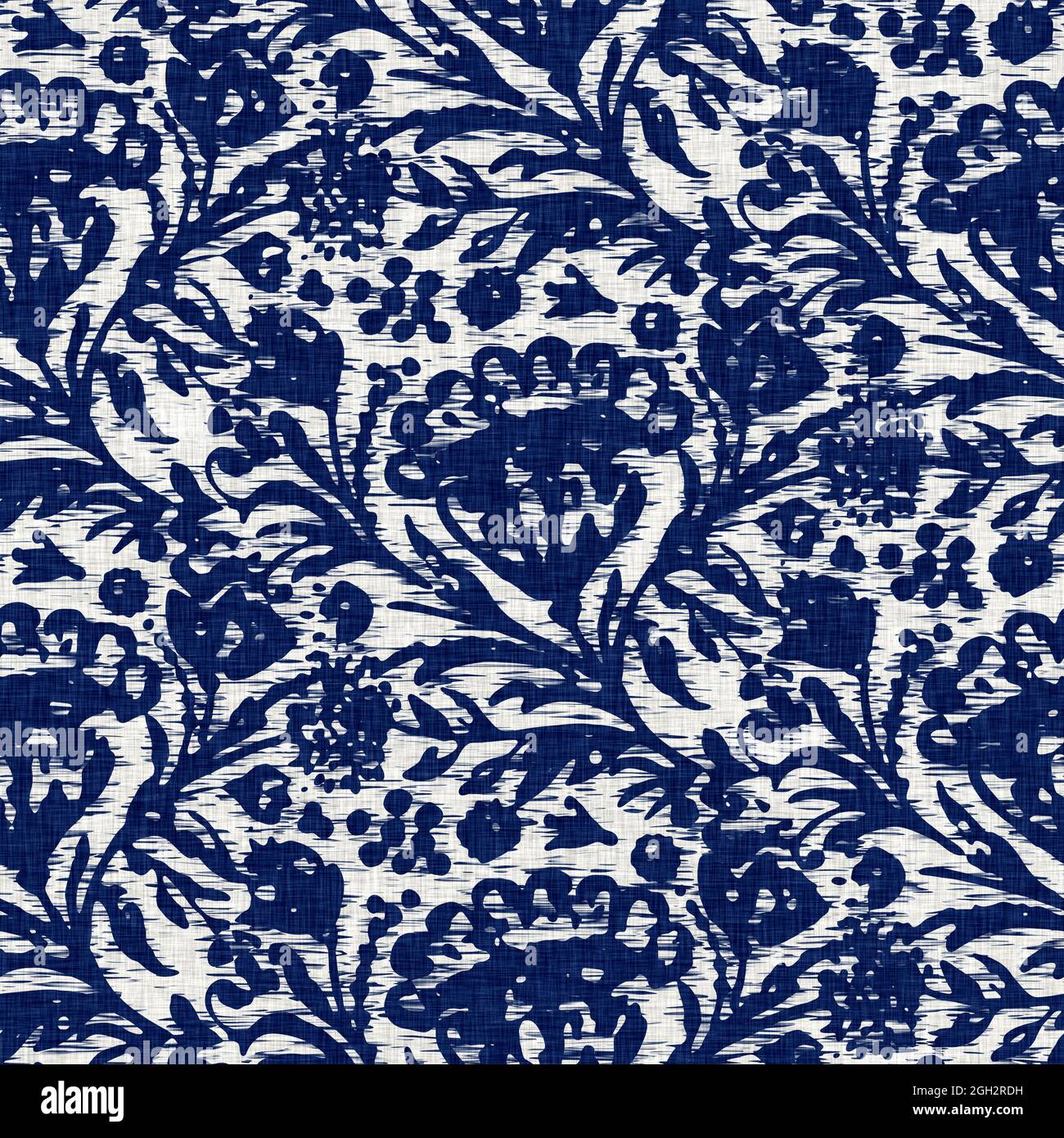 Indigo dyed fabric flower pattern texture. Seamless textile fashion ...