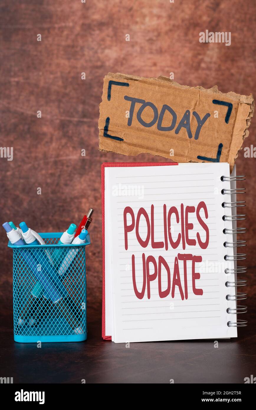 Sign Displaying Policies Update Business Showcase Act Of Adding New