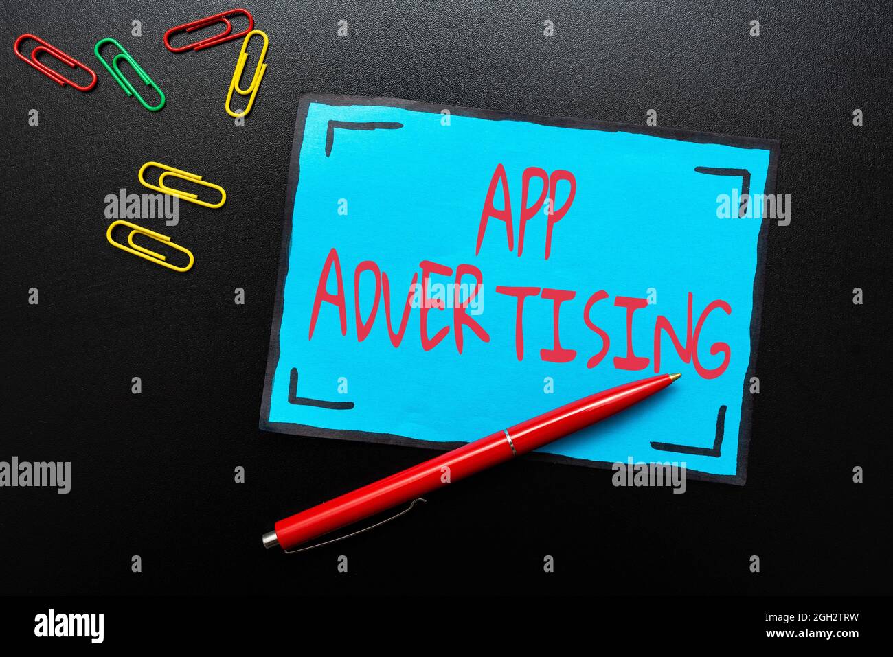 Text caption presenting App Advertising. Business concept developers ...