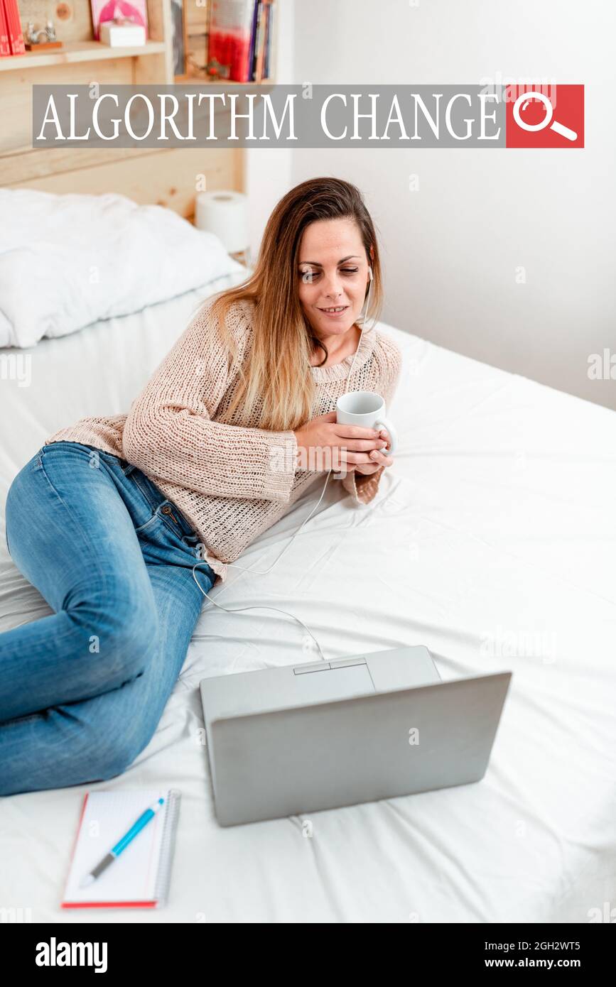 Text showing inspiration Algorithm Change, Business overview change in procedure designed to ...