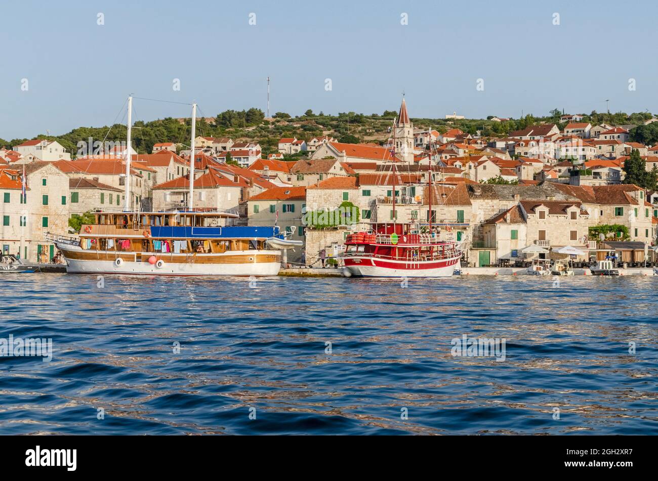 Picturesque bay and the old town of Postira. Postira lies on the ...