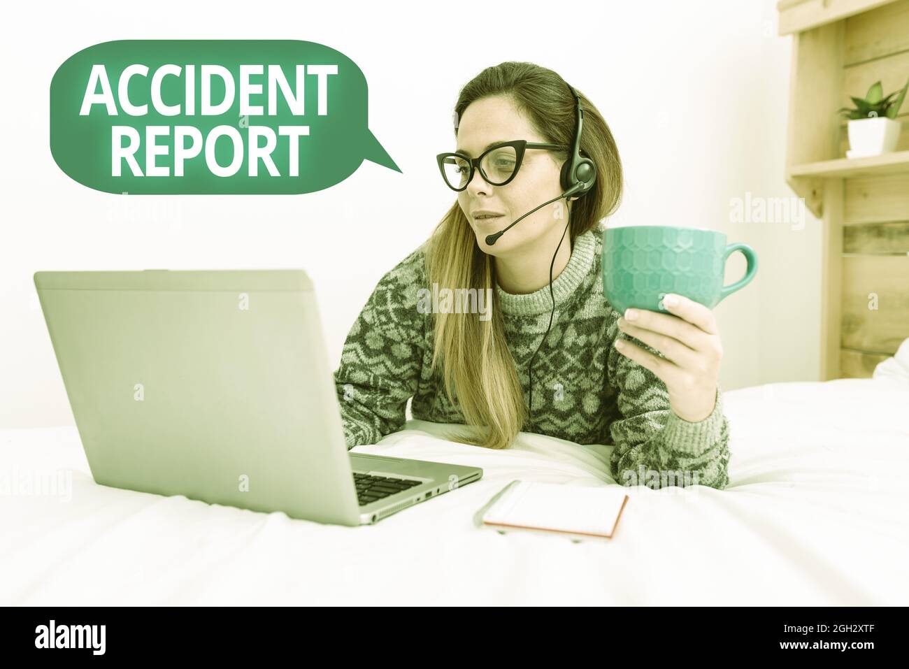 Text caption presenting Accident Report. Word for formal recording of ...