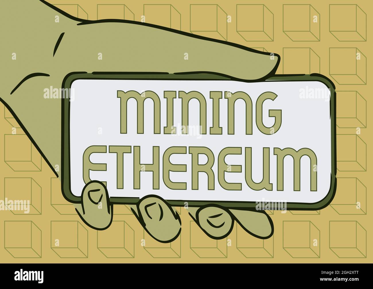 Hand writing sign Mining Ethereum. Business concept the process of ...