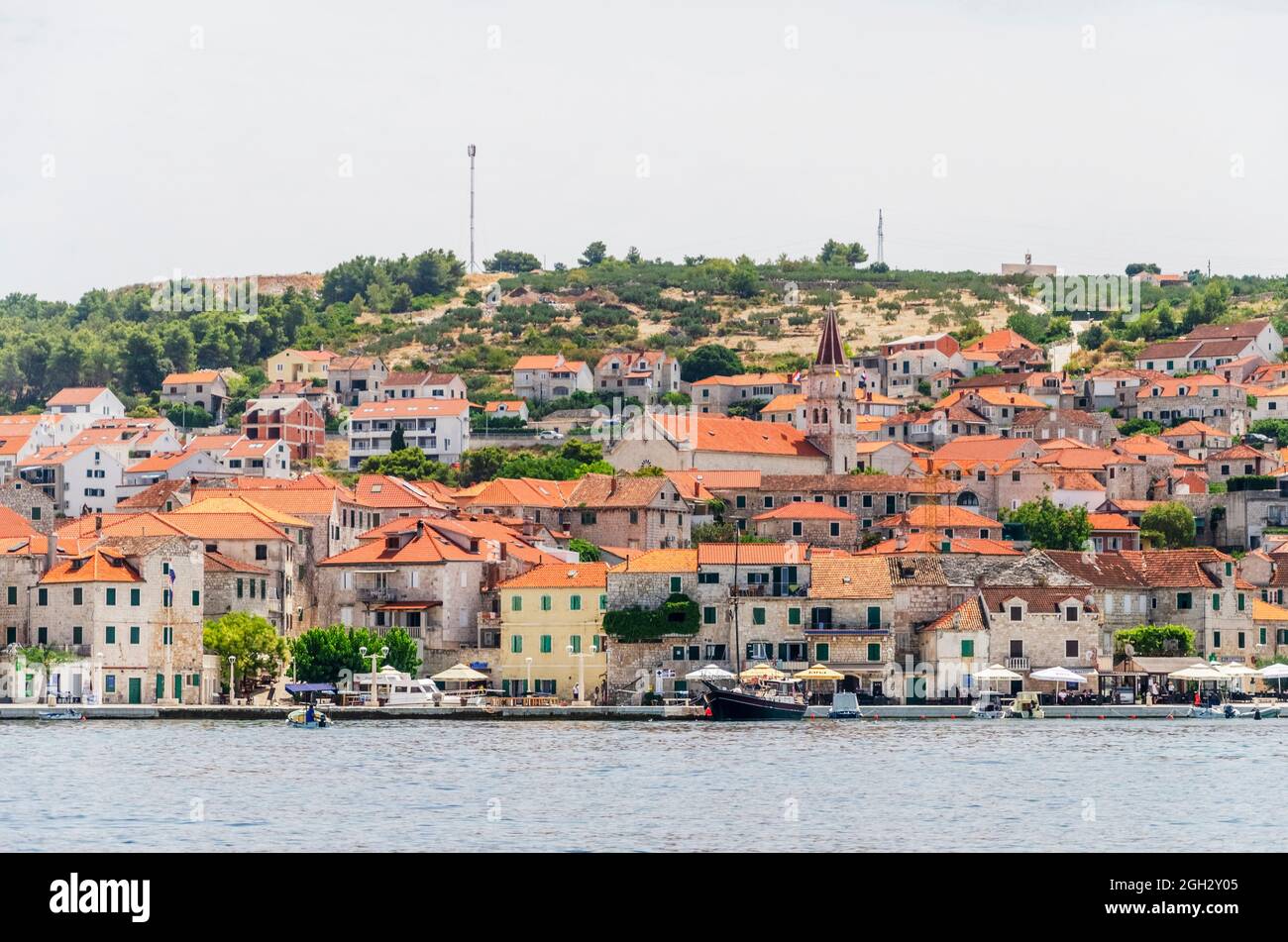 Picturesque bay and the old town of Postira. Postira lies on the ...