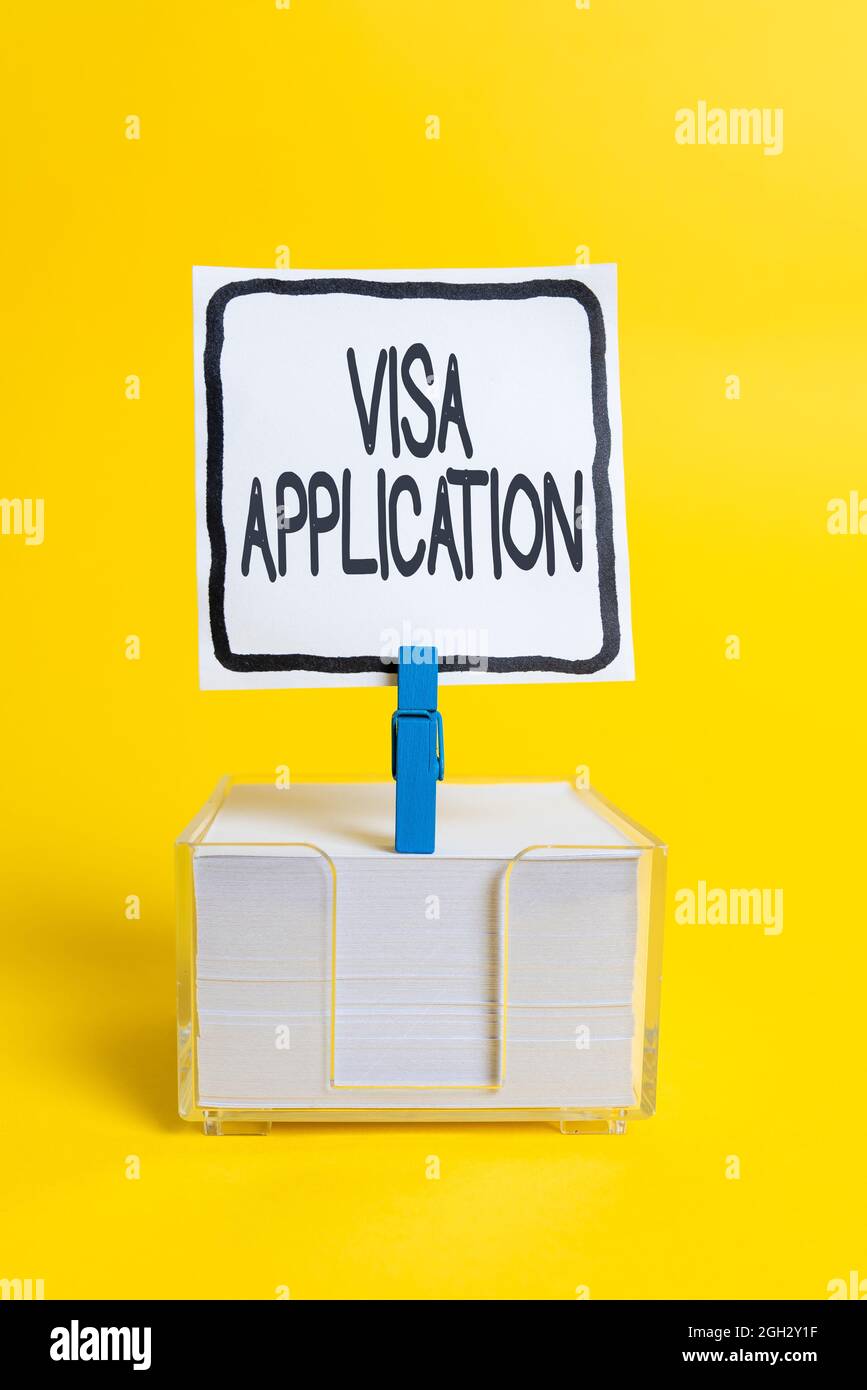 Writing displaying text Visa Application. Word for an process of ...