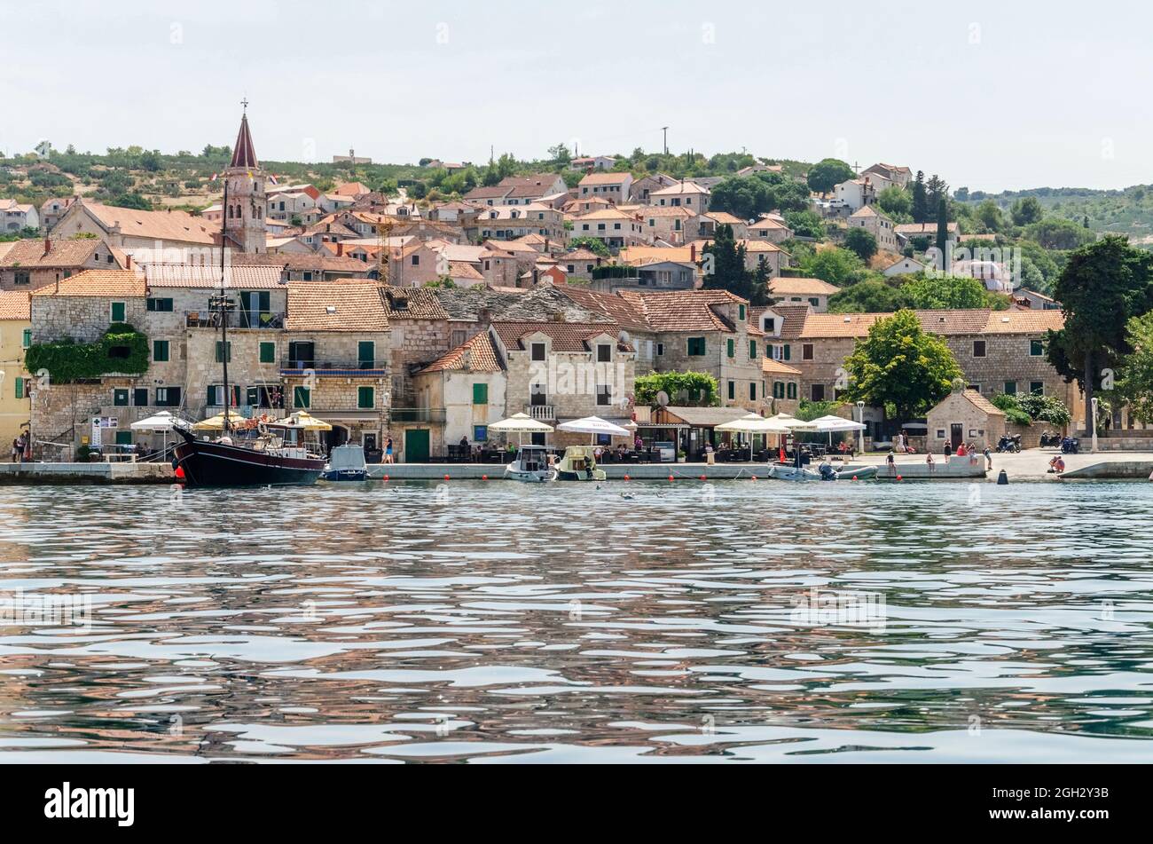 Picturesque bay and the old town of Postira. Postira lies on the ...