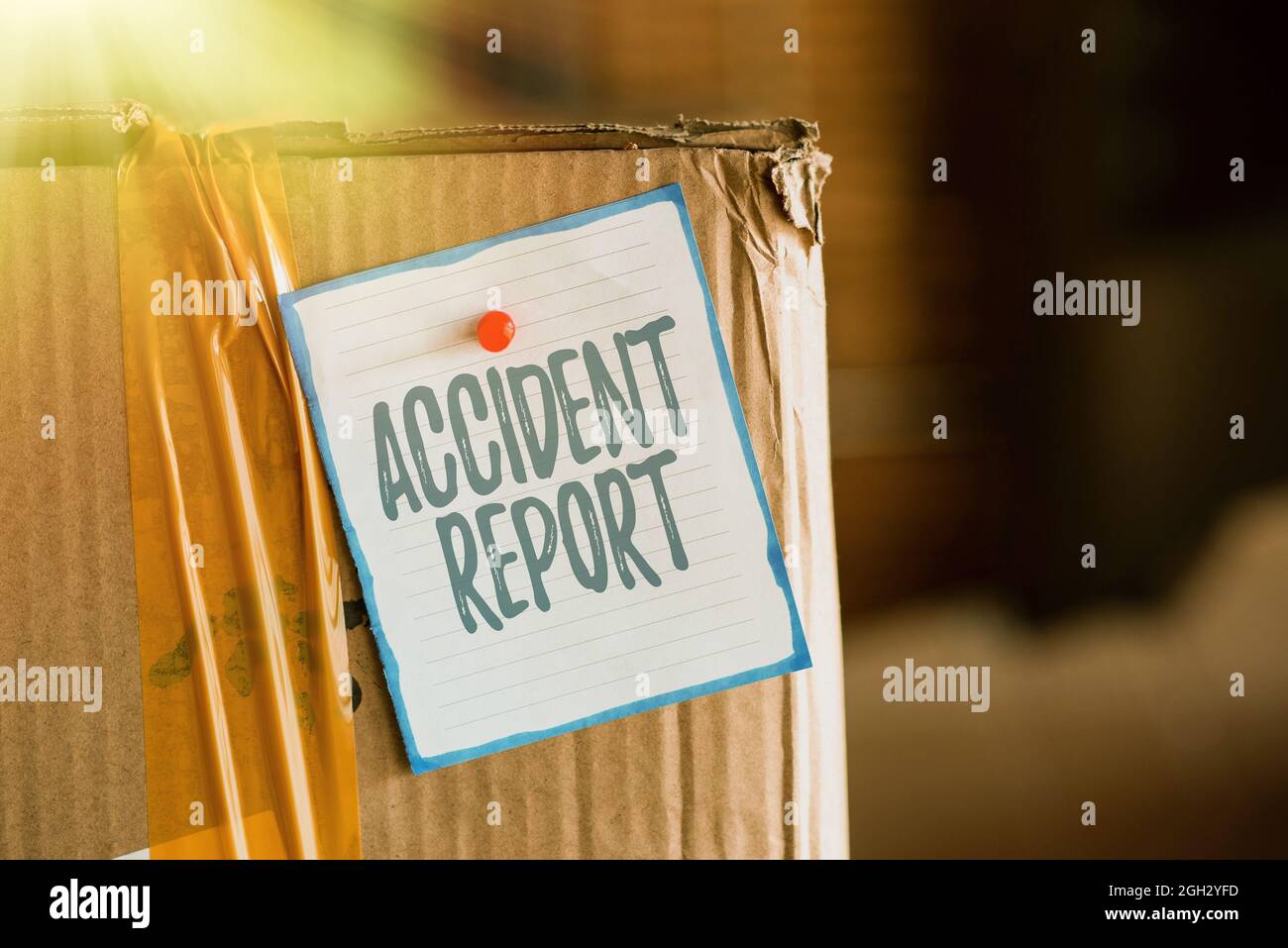 Sign displaying Accident Report. Business overview formal recording of ...