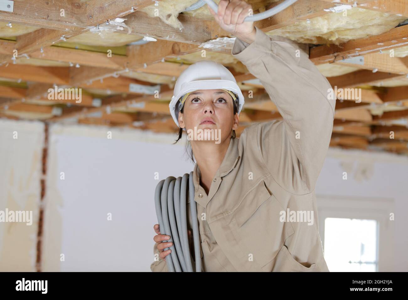 Overhead cables installation hi-res stock photography and images - Alamy