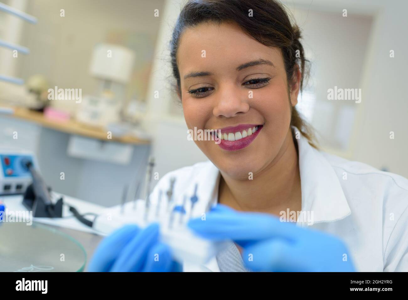 happy woman in lab Stock Photo - Alamy