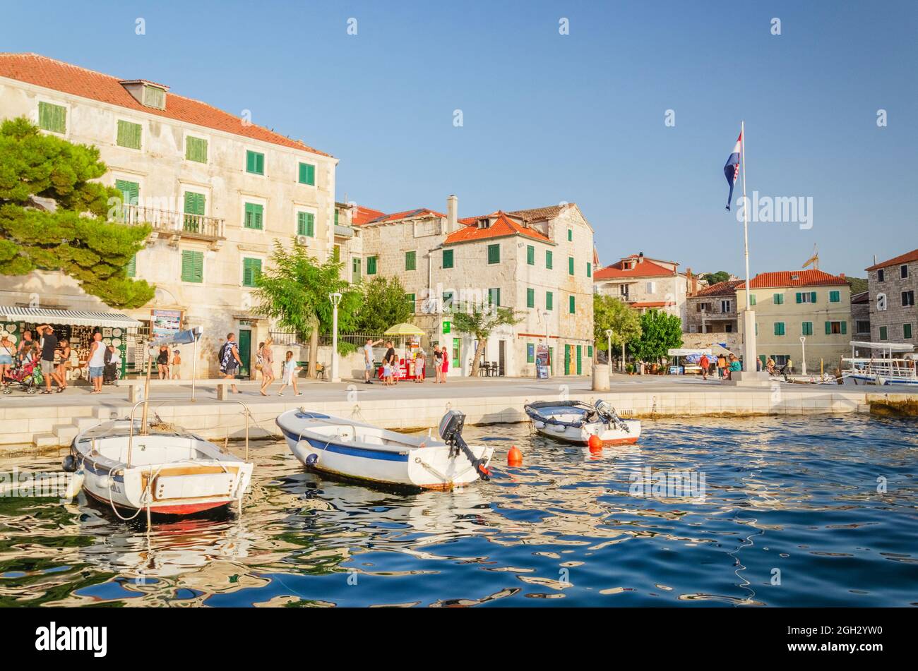 Picturesque bay and the old town of Postira. Postira lies on the ...