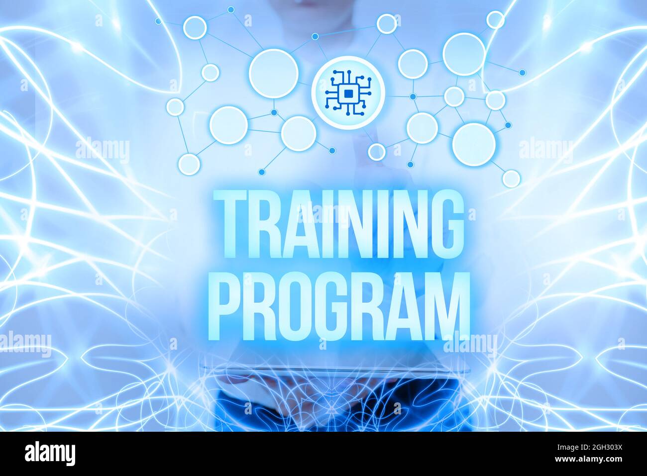 Conceptual display Training Program, Business approach learn specific knowledge or skills to ...