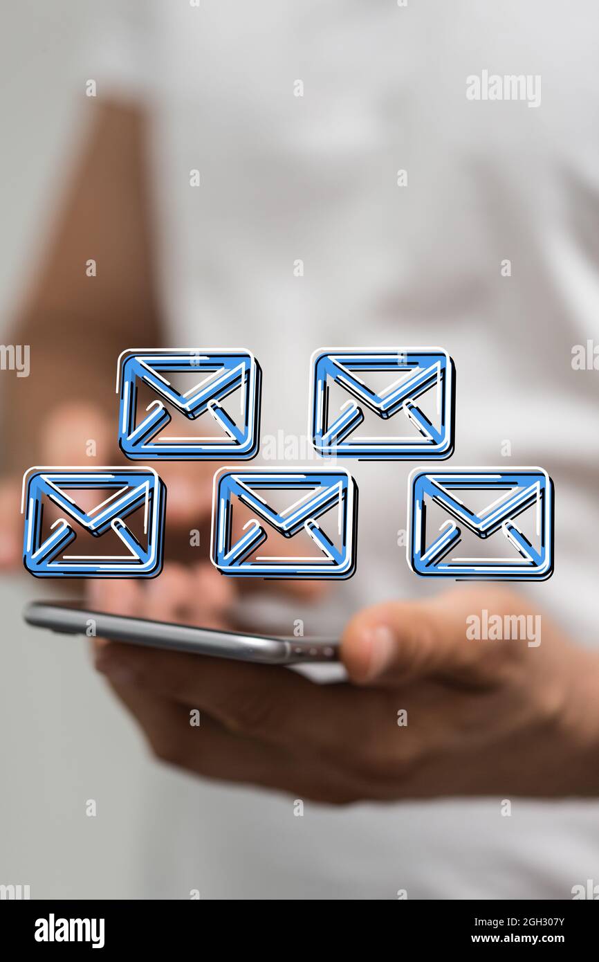 Illustration of internet email icons for communication Stock Photo - Alamy