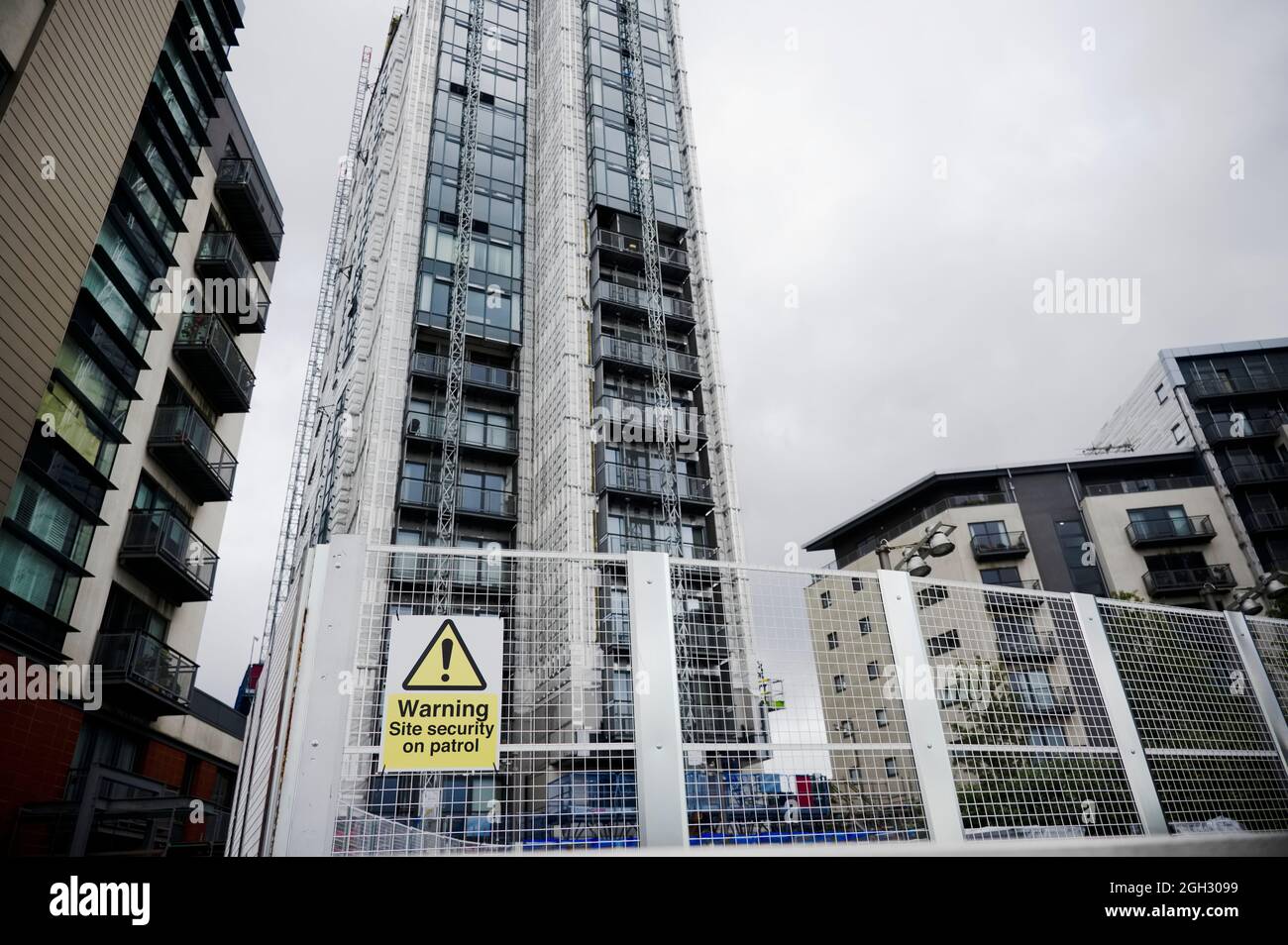 High rise residential building of flats with cladding being replaced ...