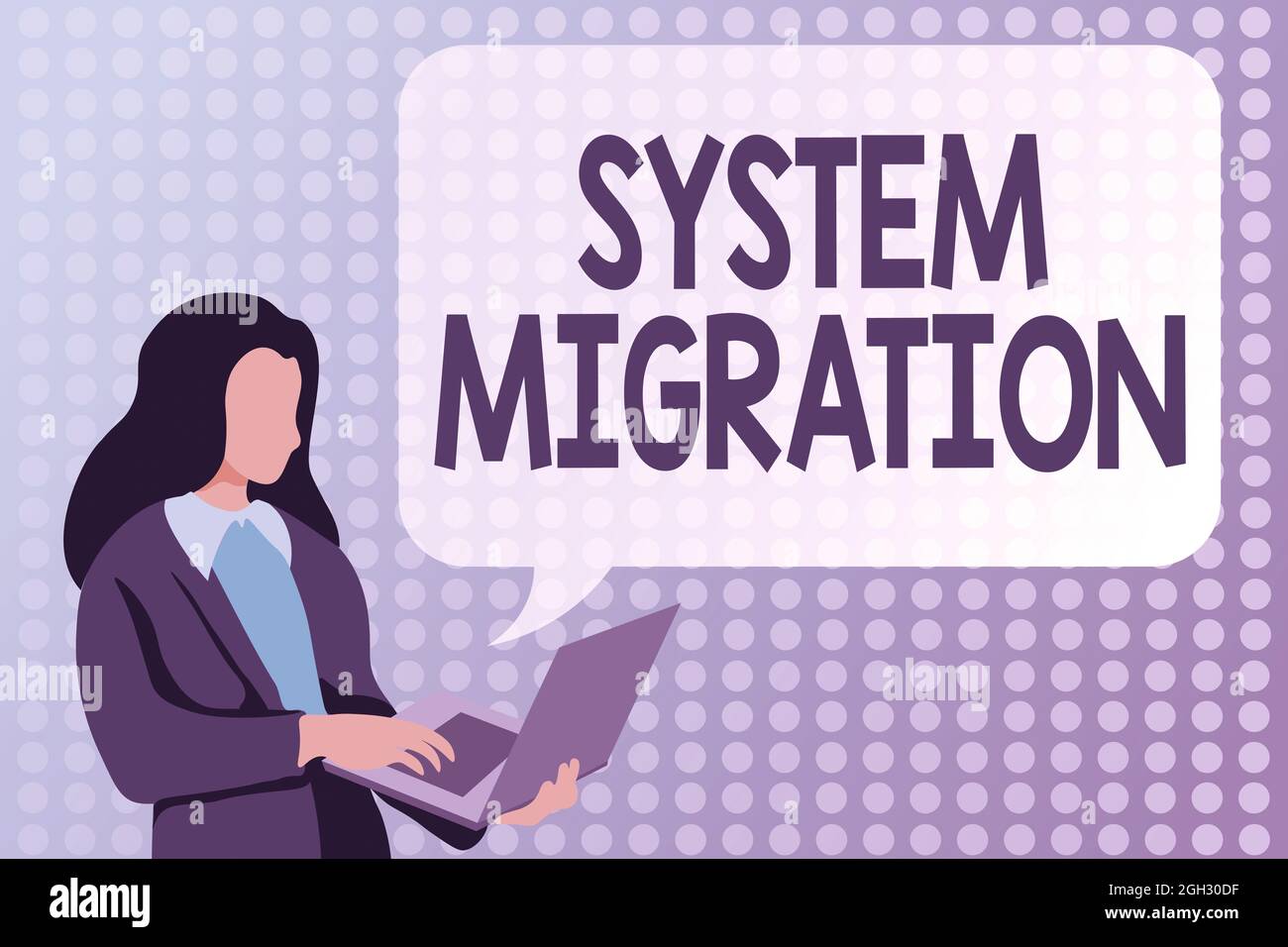 Writing Displaying Text System Migration Business Concept Moving From The Use Of One Operating