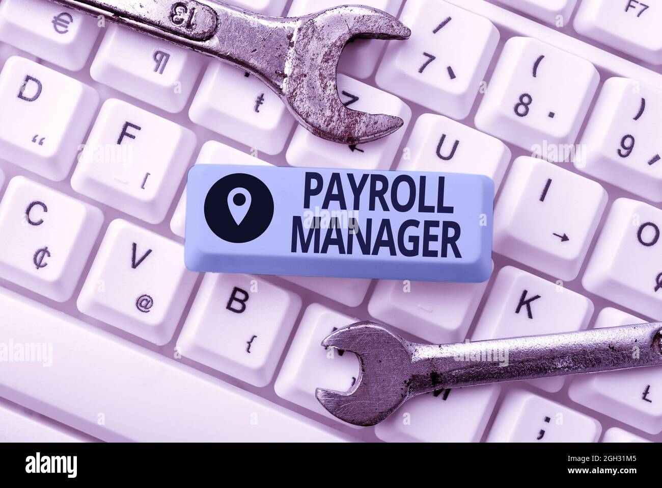 Hand writing sign Payroll Manager, Business overview Maintains payroll ...
