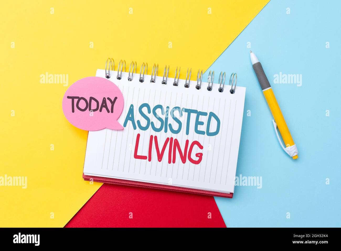 Sign displaying Assisted Living. Concept meaning longterm care facility ...