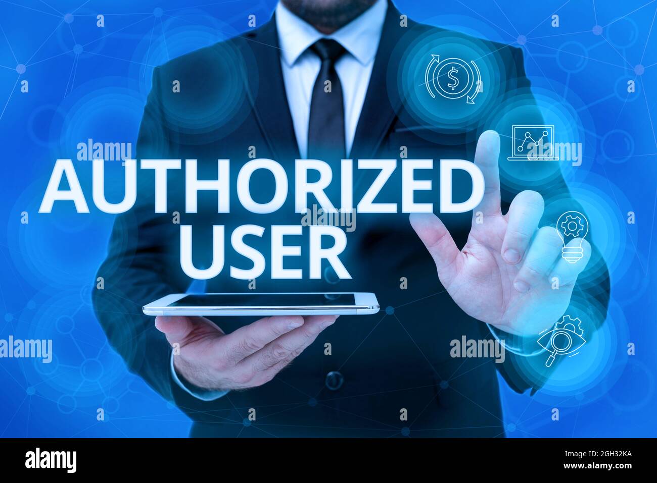 Text caption presenting Authorized User. Word for person granted ...