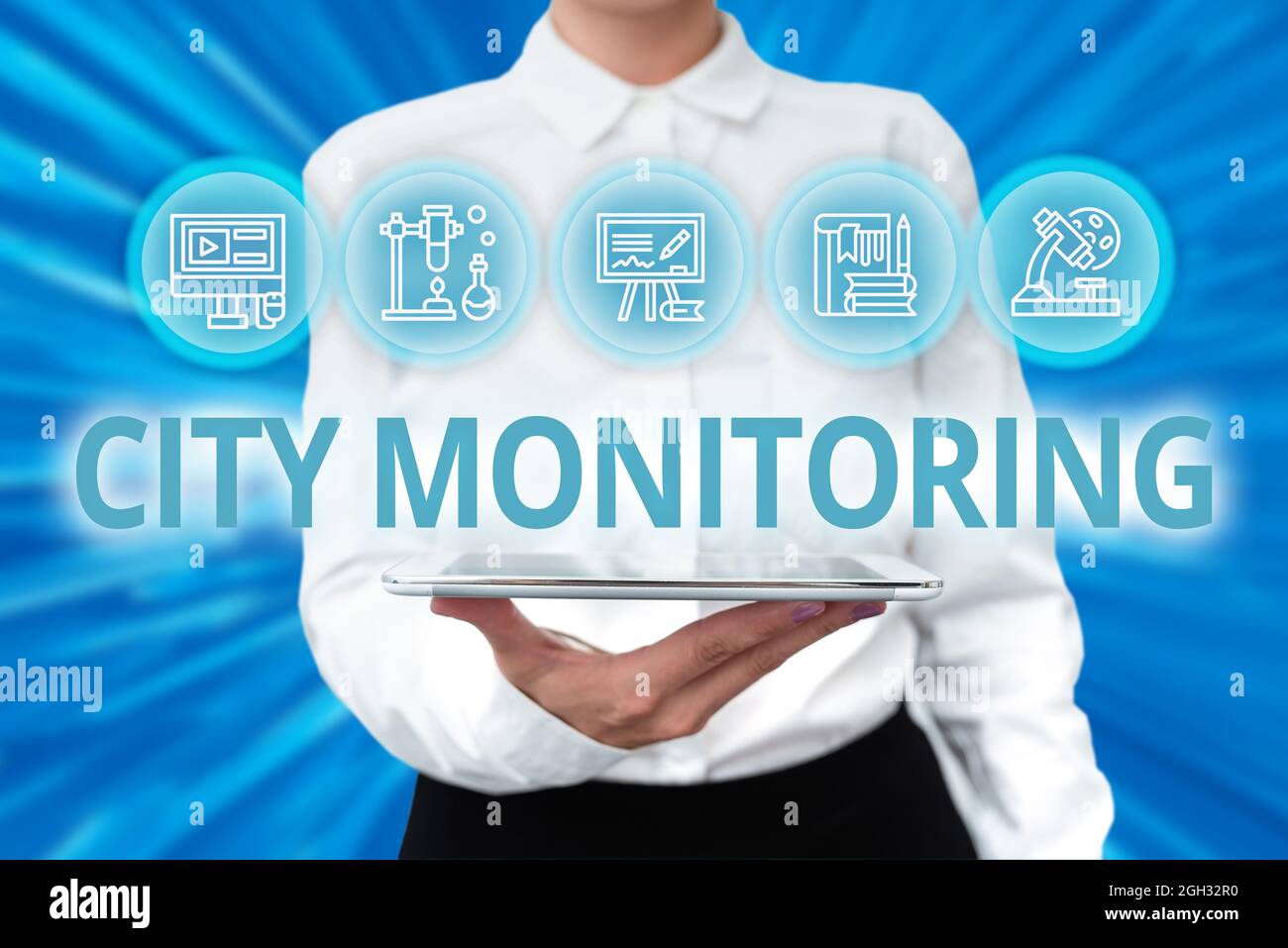 Hand writing sign City Monitoring. Business approach indicatorlevel ...