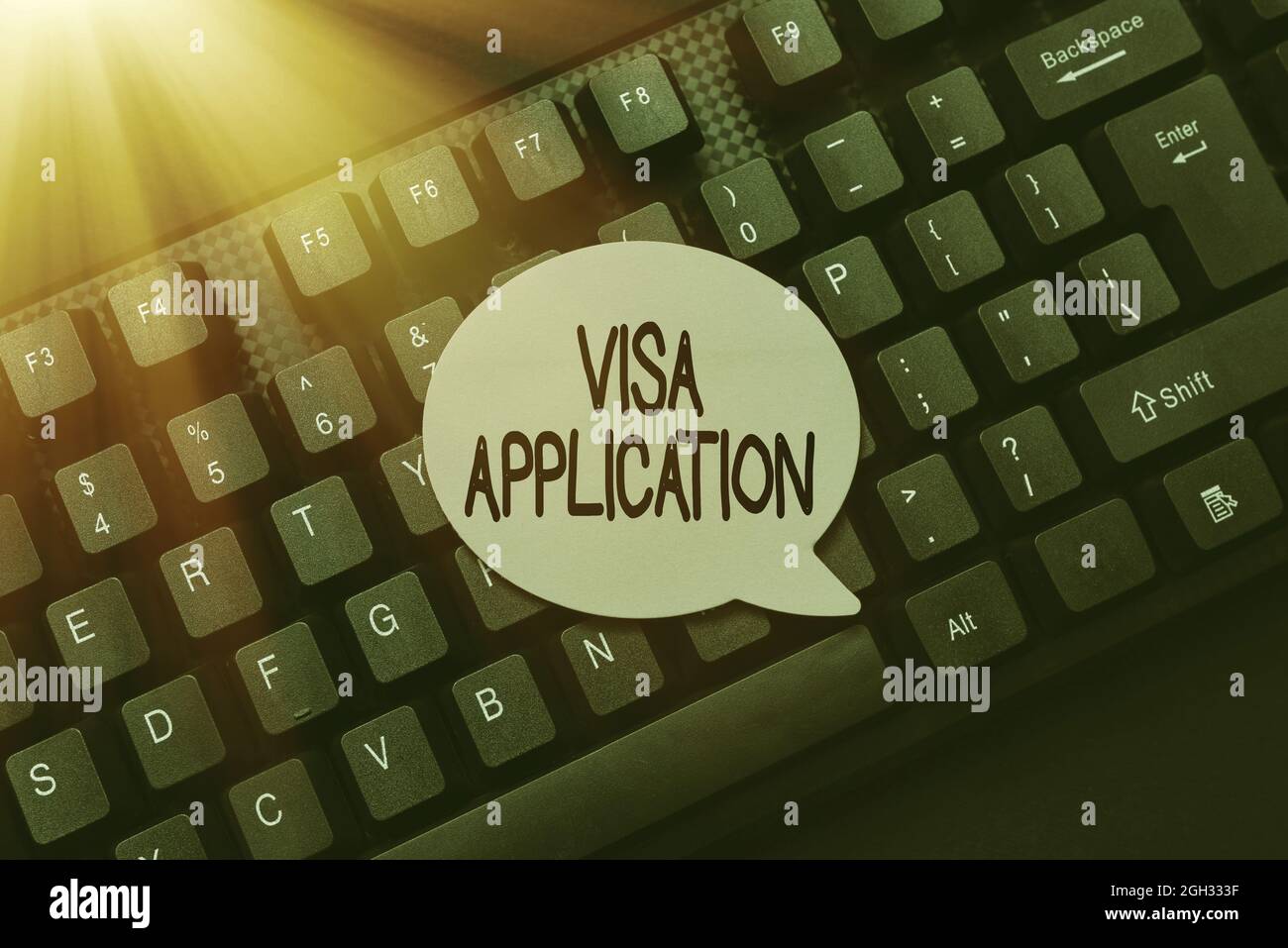 Writing displaying text Visa Application. Concept meaning an process of ...