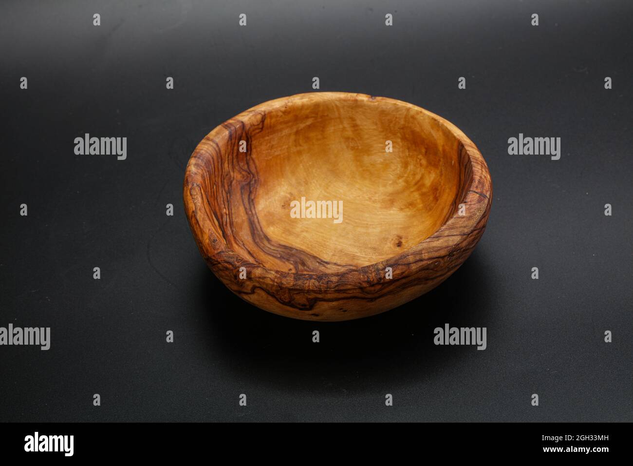 Wooden empty bowl for kitchen isolated Stock Photo - Alamy