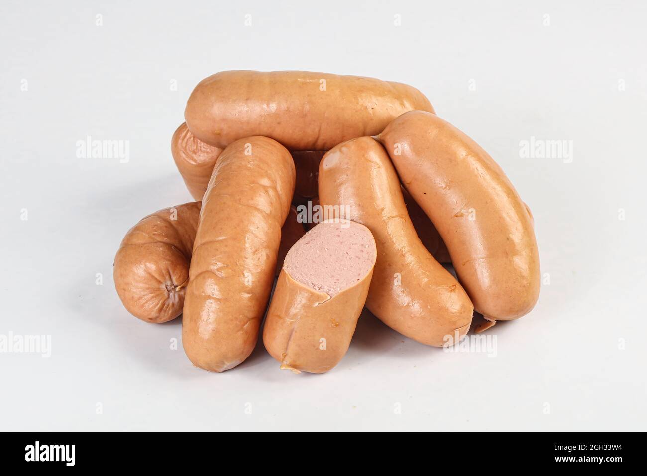 Natural meat sausages with minced meat and sausages Stock Photo - Alamy