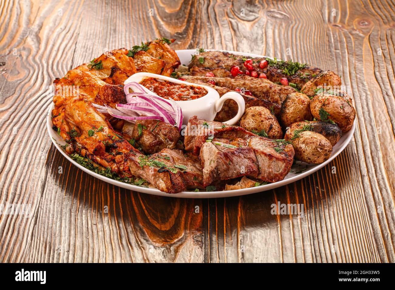 Grilled Meat In Plate
