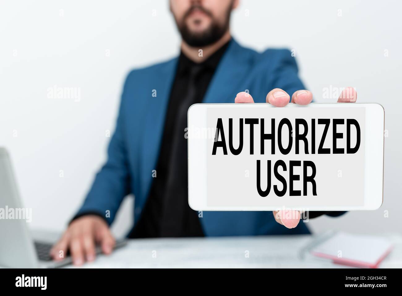 Handwriting text Authorized User. Internet Concept person granted ...