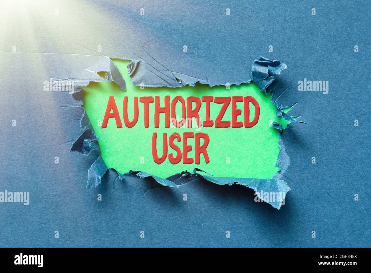 Text sign showing Authorized User. Word Written on person granted ...