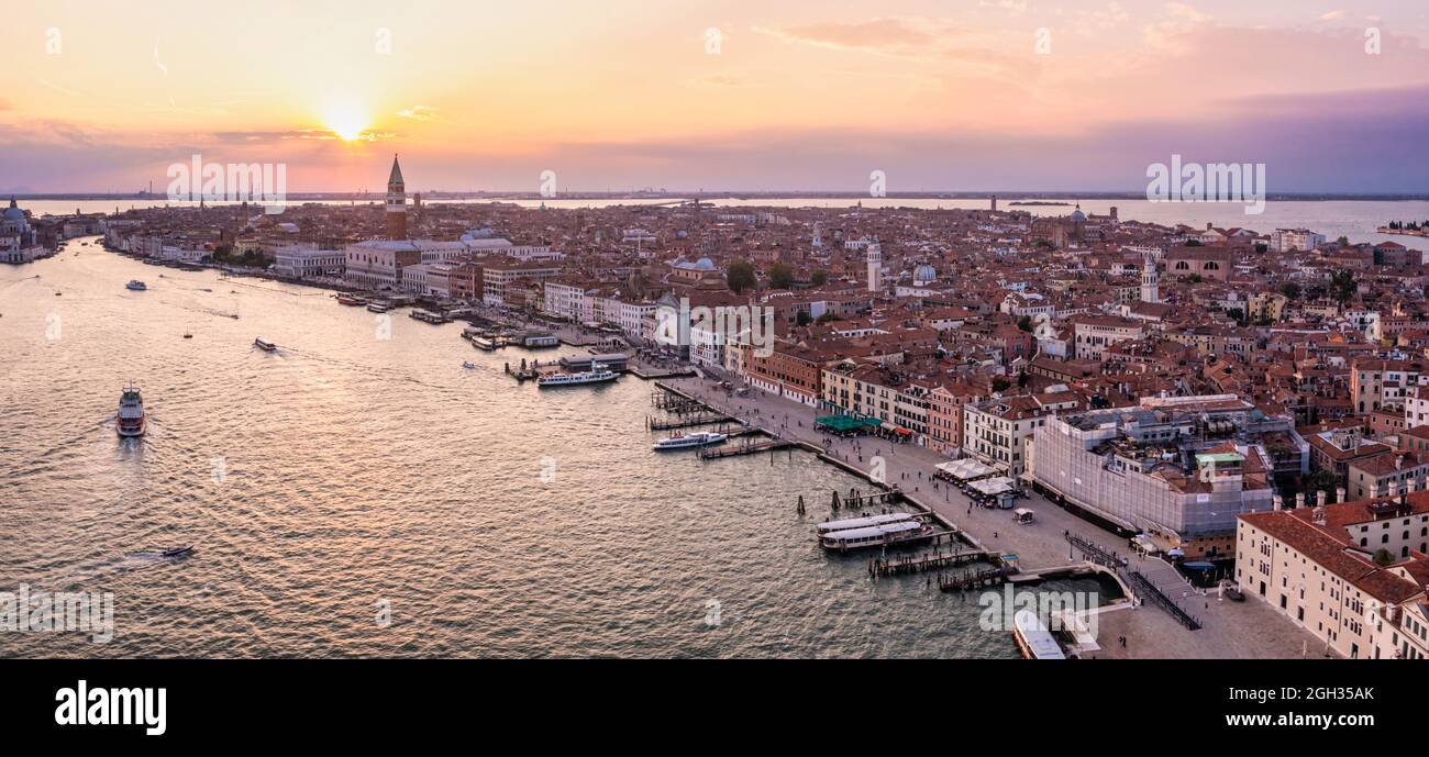 Magical evening sunset view over beautiful Venice in Italy Stock Photo ...