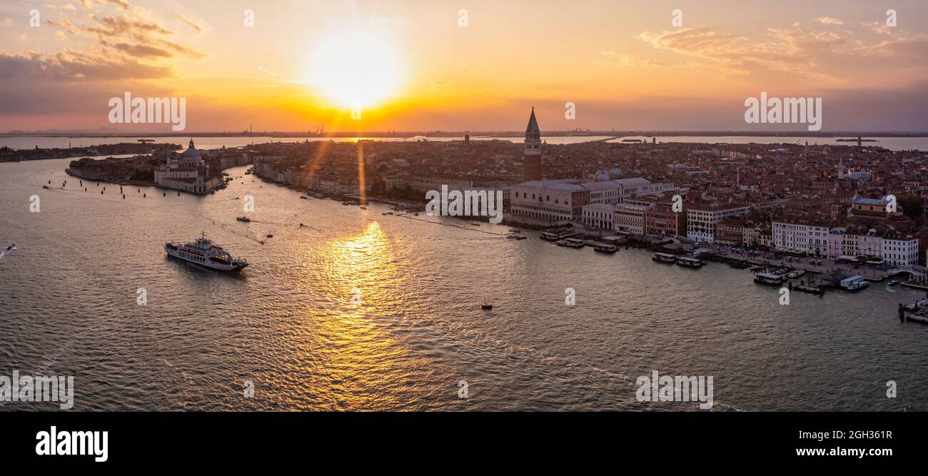 Aerial view sunset over european hi-res stock photography and images ...