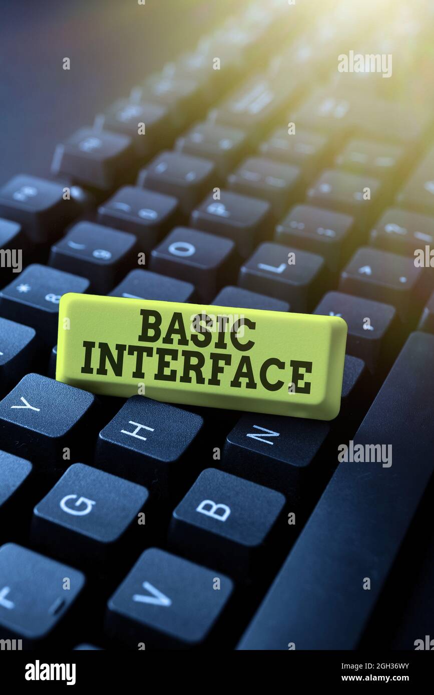 Text showing inspiration Basic Interface. Business showcase boundary across which two ...