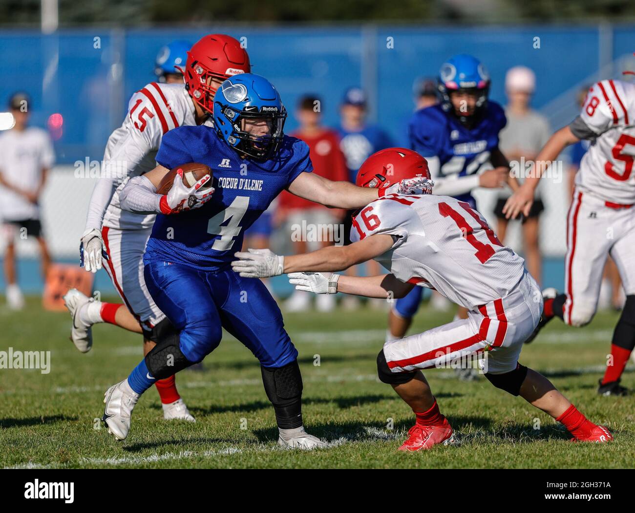 Football action with Sandpoint vs Coeur d'Alene freshmen team in Coeur ...
