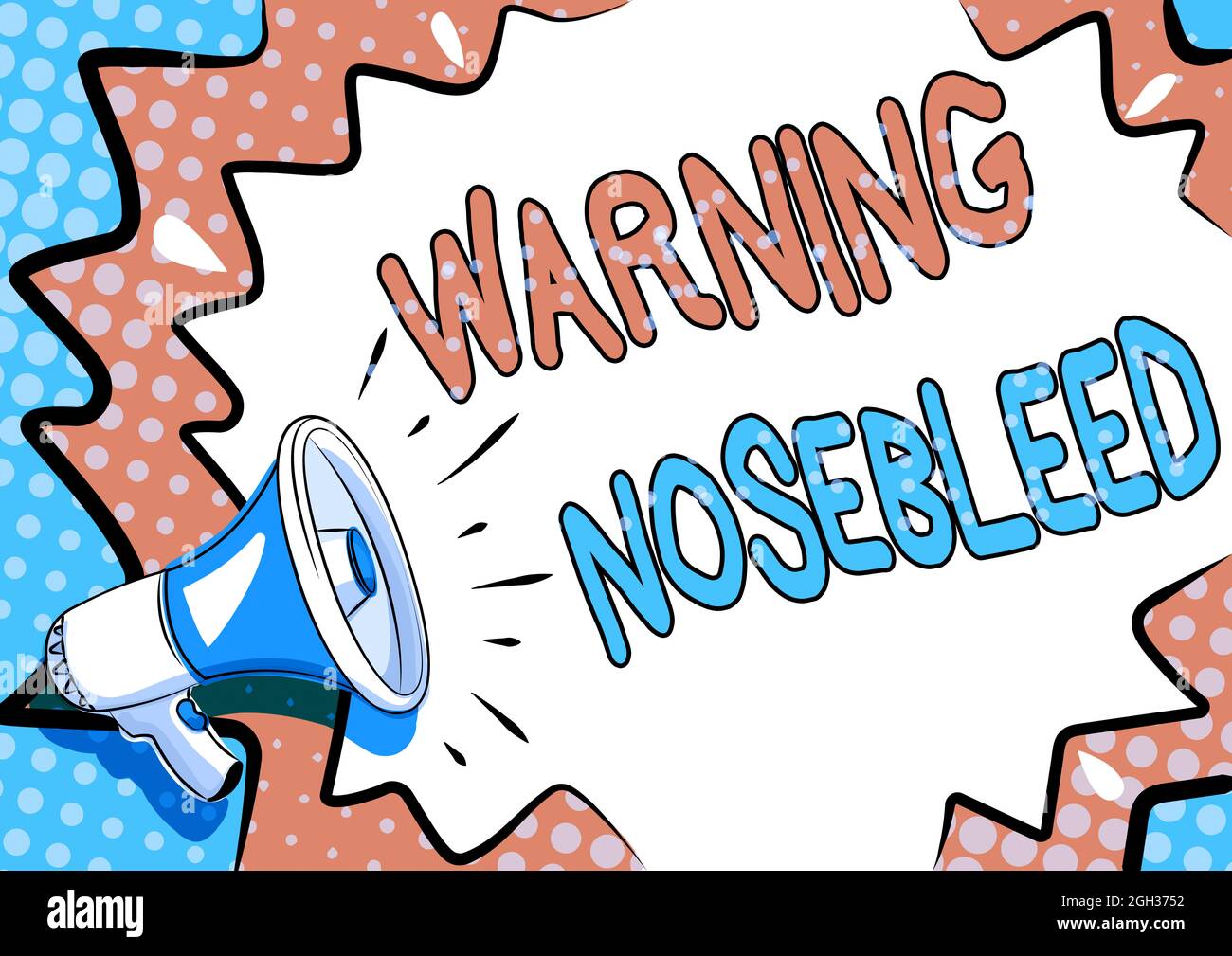 Hand writing sign Warning Nosebleed. Business approach caution on ...