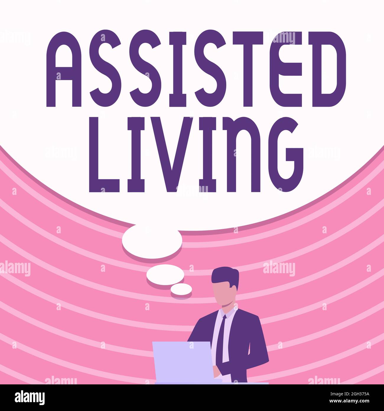 Text showing inspiration Assisted Living. Business idea longterm care ...