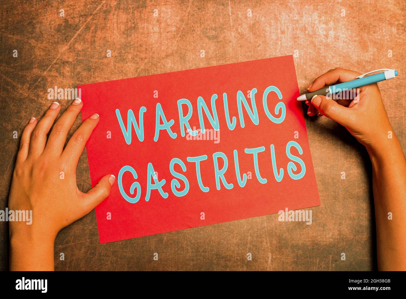 Hand writing sign Warning Gastritis. Business showcase early advice on ...
