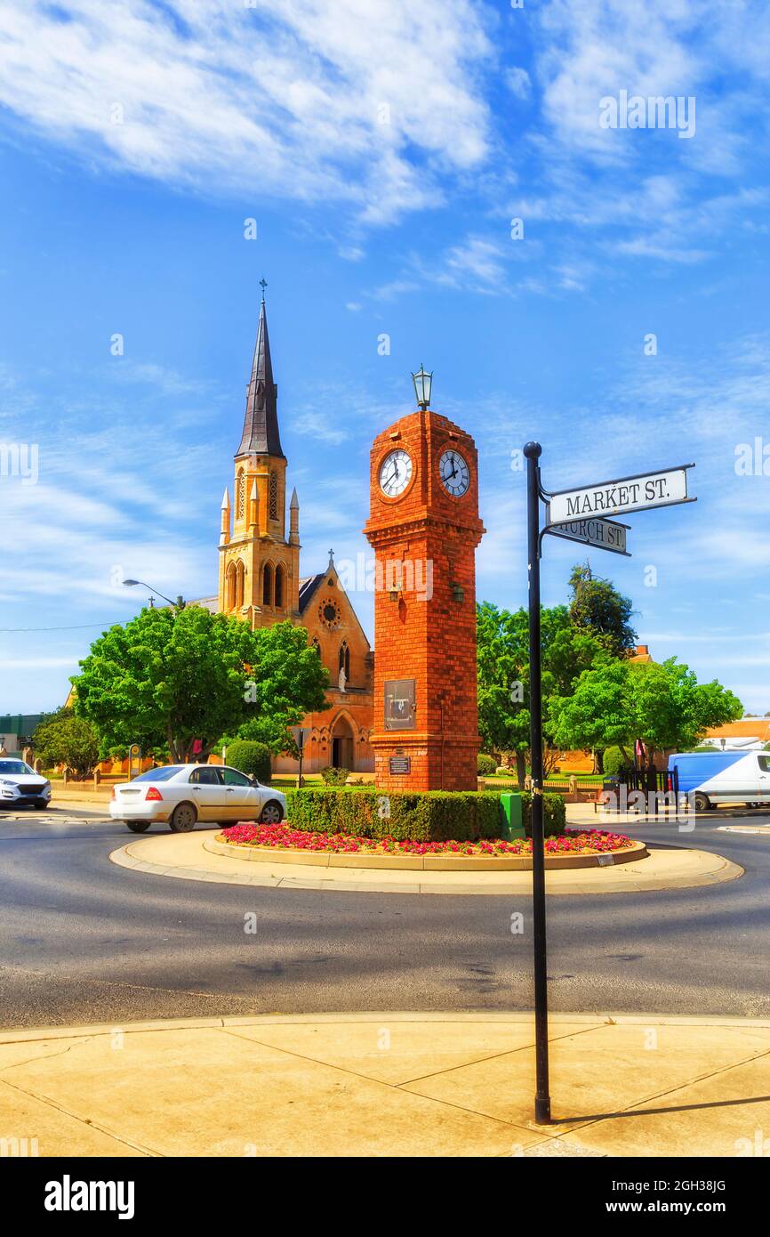 Round about intersection in Mudgee town of rural Australia - historic ...