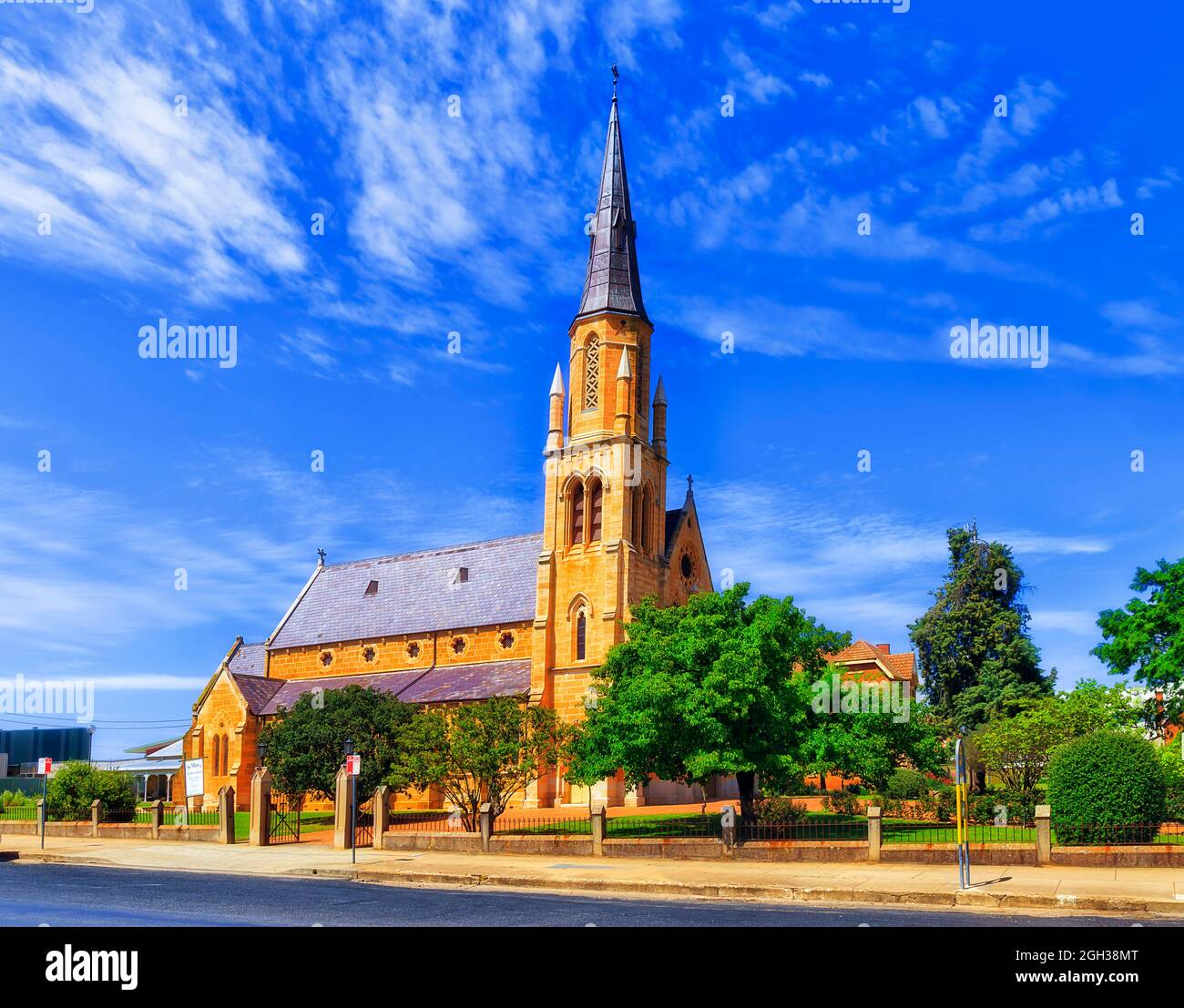 Landmark historic building of Catholic church in rural australian town ...